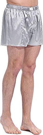 LilySilk Cale&ccedil;on en Soie Homme Ceinture &Eacute;lastique Fermeture Boutonn&eacute;e Uni 19 Momme L Gris Moyen