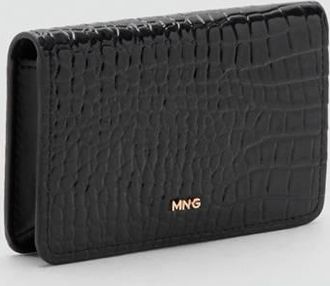 Mango Petit portefeuille effet croco brillant noir - Femme - Taille unique - MANGO