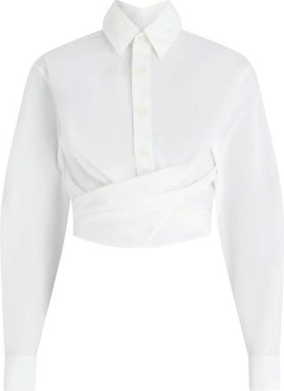 Jean Paul Gaultier Femme, Blouses et Chemises, Blanc, Taille: 40 FR Cross-over Cropped Shirt