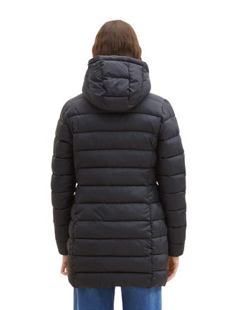 Tom Tailor Damen 1038551 Lightweight Steppmantel mit Kapuze, 14482-deep Black, XL