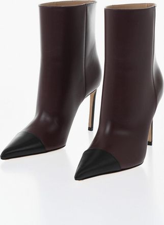 Francesco Russo Stiefeletten aus Leder mit kontrastierter Spitze, 9 cm Absatz Francesco Russo