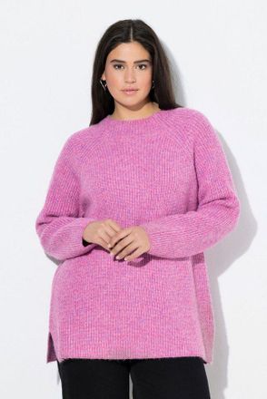 Ulla Popken Strickpullover Pullover Rippstrick Stehkragen Raglan-Langarm