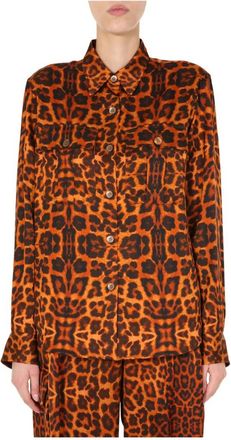 Dries Van Noten Femme, Blouses et Chemises, Multicolore, Taille: 38 FR Camicia Caffy Stampa Animalier