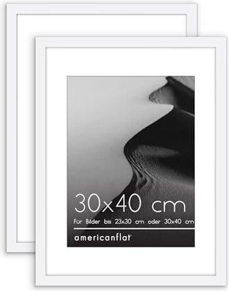 Americanflat Bilderrahmen - 23x30 cm mit Matte und 30x40 cm ohne Matte - 5 Rahmen mit Sägezahn-Aufhängezubehör und Staffelei-Ständer für Horizontale und Vertikale 