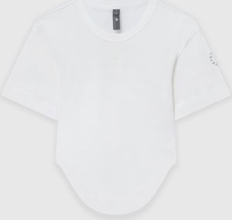Stella McCartney TrueLife Sportswear Curved Hem T-Shirt, Woman, White, Size: XS