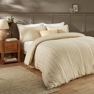 furn. Duvet Day Harrison Stripe Bettbezug-Set - Minimalistisches getuftetes Design mit weichem Stoff und pflegeleichter Oberfl&auml;che (Leinen - Doppelbett)