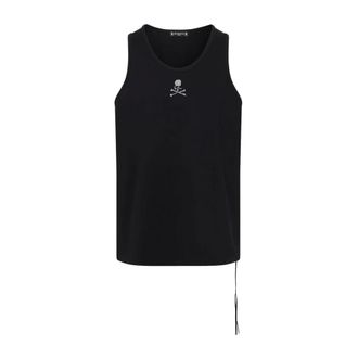 MASTERMIND WORLD Femme, Tops, Noir, Taille: 38 FR Glass Beaded Loopwheel Tank Top