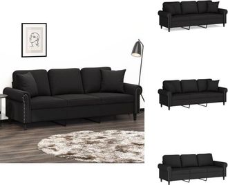 vidaXL Vidaxl - Canapé 3 places avec oreillers décoratifs noir 180 cm velours - Canapé 3 Places - Canapé Velours - Canapé Noir - Meubles Salon - Ameublement