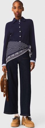 Maje Polo-cardigan Mit Abnehm-teilen - Marineblau - Maje