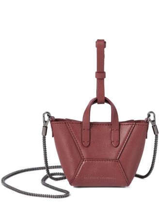 Brunello Cucinelli mini sac &agrave; main &agrave; d&eacute;tail de cha&icirc;ne - Rouge