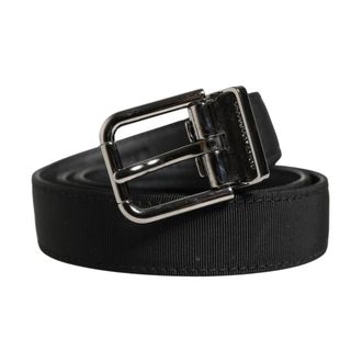 Dolce & Gabbana Homme, Accessoires, Noir, Taille: ONE Size Ceinture en cuir viscose avec boucle en m&eacute;tal