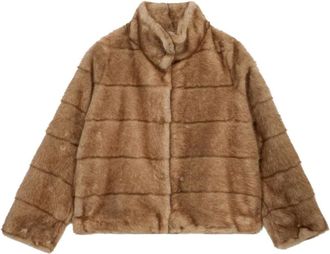 Oltre Femme, Vestes, Beige, Taille: 46 FR Veste Courte Effet Peluche