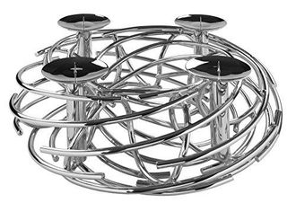 Fink Corona Adventskranz Kerzenkranz aus Edelstahl und Aluminium in der Farbe Silber, Ma&szlig;e: 60cm x 60cm x 20cm, 127192