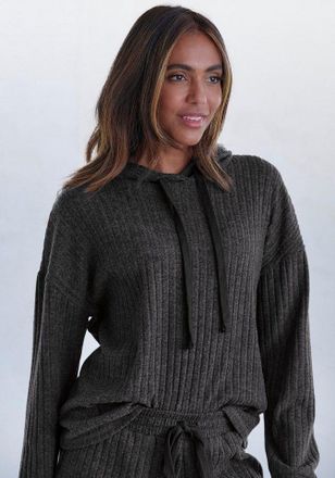 Lascana Hoodie Strickpullover mit Kapuze und in melierter Optik, Loungewear