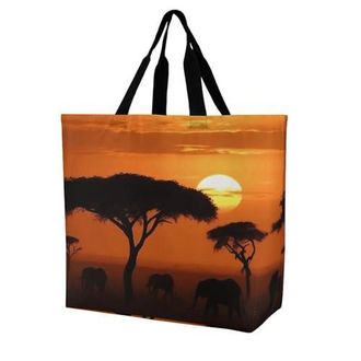 Generic Coucher De Soleil Sur La Savane Africaine Sac Fourre Tout Grand Sacs De Courses Pliable Sac Cabas Pour Plage Shopping Gym