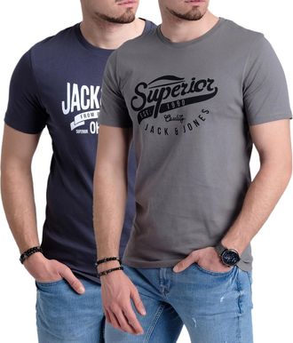 Jack & Jones Herren 2er-Set T-Shirts aus Baumwolle, Multi-Pack (Superior/Navy) S-3