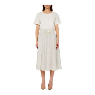 Liu Jo Femme, Robes, Blanc, Taille: 42 FR Robe mi-longue coupe droite