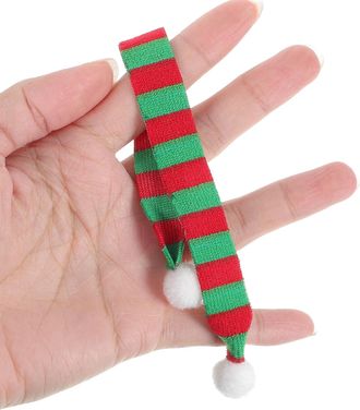 DOITOOL 40 Stück Teiliges Mini Weihnachts-strickschal Bunte Rot-grüne Schals mit Bommel Vielseitige Xmas Doll Accessoires für DIY Schneemann Baumornamente und