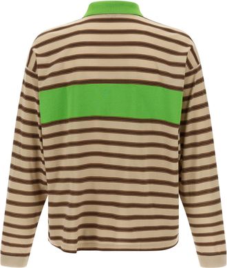 Versace Striped Intarsia Logo Polo Shirt - Green