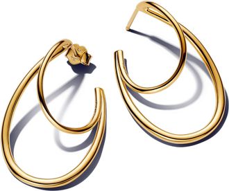 Pandora Pandora Essence Organisch Geformte Doppelte Creolen-Ohrringe aus 14 Karat Vergoldetem Sterling Silber, 263870C00