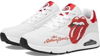 Skechers Baskets pour Femme, White Durabuck W Red Durapatent Trim, 35.5 EU