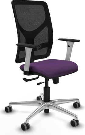 Piqueras y Crespo B&uuml;rostuhl mit wei&szlig;en und schwarzen Armlehnen, h&ouml;henverstellbare Lendenwirbelst&uuml;tze, ausgestattet mit Syncro/Traslack und Schneideschaum, Schwarz/Viole