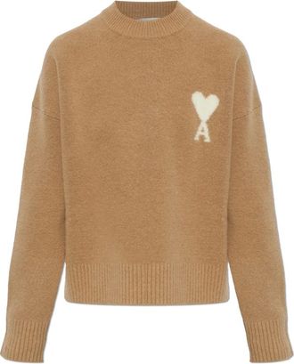 Ami Pull Col Rond De Coeur - Femme - Pulls - Beige - Taille: 42 FR