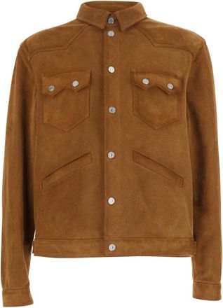 Dsquared2 Homme, Vestes, Brun, Taille: M Veste en daim &agrave; col classique