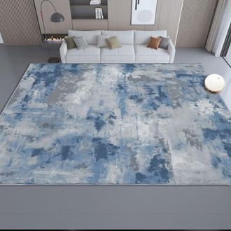 Generic Tapis &agrave; Poils Courts Gris Bleu pour Chambre et Salon, Design Style Industriel Abstrait Vieilli Texture, Antid&eacute;rapant et Lavable en Machine, Tapis D&eacute;co