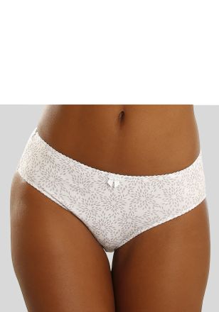 Nuance Slip NUANCE, Damen, Gr. 36/38, grau (weiß, taupe), Obermaterial: 95% Baumwolle, 5% Elasthan, Unterhosen, hoch geschnittener Slip aus Baumwolle, Topsel