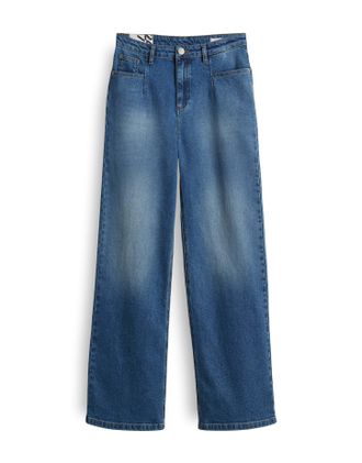 OPUS Damen Wide | MIVY City Wide Leg Jeans aus Dry Indigo High Rise mid Classic Blue, 34 L31