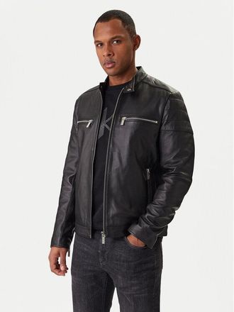 Karl Lagerfeld Lederjacke 555022 561421 Schwarz Slim Fit