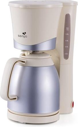 Senya Cafeti&egrave;re Isotherme &Eacute;lectrique Cr&egrave;me 1L - Cafeti&egrave;re Filtre avec Verseuse Isotherme, Compacte et &Eacute;l&eacute;gante, Arr&ecirc;t Automatique, Facile &agrave; Utiliser et &agrave; Ne
