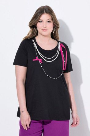 Miamoda T-Shirt T-Shirt A-Linie abnehmbare Zierperlen-Ketten