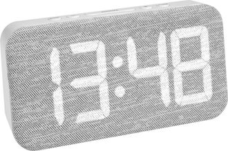 TFA Dostmann Digitaler Wecker mit 3 Helligkeitsstufen, 60.2042.02, mit Stoffbezug, Schlummerfunktion, inkl Datum, 3 Weckfunktionen (Mo-Fr, Mo-Sa, Mo-So), Dimmbar, 