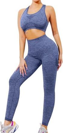 SHEKINI Ensemble Femme Sportswear Tenue de Sport Survetement Femmes Yoga Brassiere Soutien Gorge sans Armature +Leggings 2PCS Surv&ecirc;tement Gym Fitness Activewe