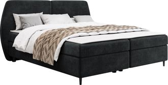 Mirjan24 Boxspringbett Lymid mit 2 Bettkasten, Bonell-Matratze H3 und Topper, Polsterbett, Amerikanisches Bett, Ehebett, gepolstertes Kopfteil (Wave 17, 140 x 