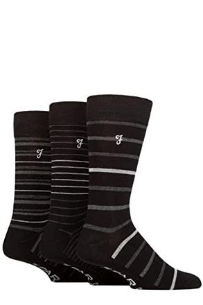 Farah Homme Luxe Bambou Bande Chaussettes paquet de 3 Noir/Charbon 39-45