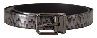 Dolce & Gabbana Herringbone Leather Belt - Gray