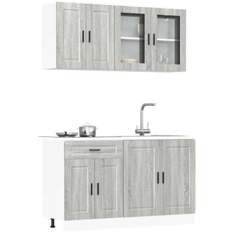 vidaXL 4-tlg. K&uuml;chenschrank-Set Kalmar Grau Sonoma Holzwerkstoff - Vidaxl