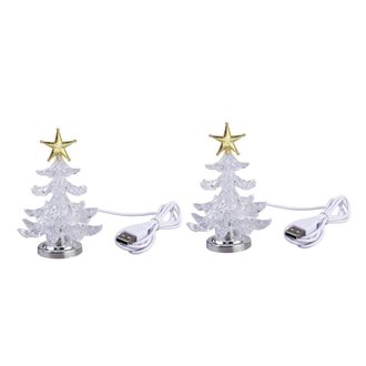 DOITOOL 2st&uuml;cke Usb Weihnachtsbaum Tischlampe Bunt Leuchtend Acryl Nachtlicht Schlafzimmer Deko Led Kreative Beleuchtung F&uuml;r Party Geschenk