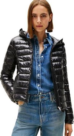 Tommy Hilfiger Veste Matelass&eacute;e Femme Down Hooded Jacket avec Fermeture &Eacute;clair, Noir (Black), M