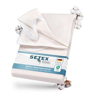 Setex Molton Matratzenschoner 100 x 220 cm naturfarben - Matratzenauflage für Bettmatratzen 15-22cm Höhe - Matratzenschutz Fixspannauflage mit Eckgummis - S