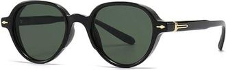 Generic Lunettes de soleil ovales tendance populaires pour femmes dégradé UV400 rétro tendance rivets hommes punk vert olive, Noir vert foncé., Taille unique