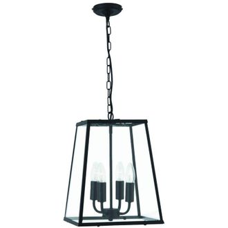 Searchlight Searchlight - Lanterns - Suspension lanterne &agrave; 4 ampoules, noir mat, panneaux de verre, E14