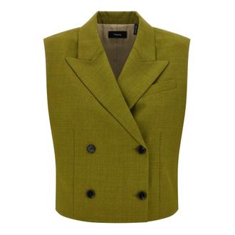Theory Gilet crois&eacute; en serg&eacute; urbain - Femme - Vestes - Vert - Taille: 36 FR
