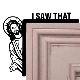 Generico Diese Dekoration f&uuml;r die Ecke der T&uuml;r Jesu - Schild mit Holzrahmen 20 cm, lustige und kreative christliche Kunstwerk, religi&ouml;se T&uuml;ren, Fensterdekorati