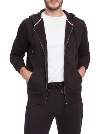 Tommy Hilfiger Herren Mittelschwerer Fleece-Hoodie mit Durchgehendem Rei&szlig;verschluss Kapuzenpullover, Schwarz, XX-Large