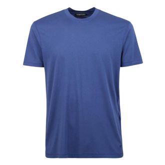 Tom Ford Homme, Tops, Bleu, Taille: 2XL T-shirt ras du cou en coton lyocell