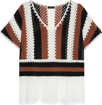 Fiorella Rubino Femme, Pulls, Multicolore, Taille: 44 FR Pull ajour&eacute; &agrave; rayures